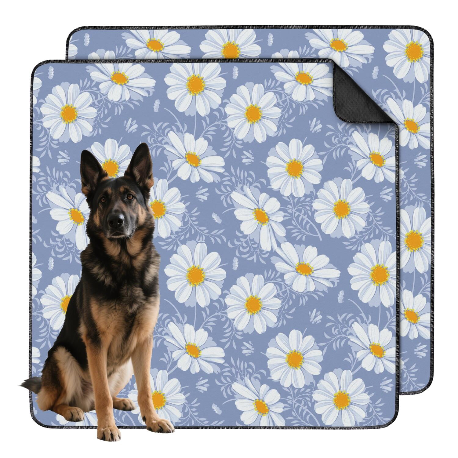 2-Set Floral Design Washable Puppy Pads 48x48 Inch Reusable Dog ...