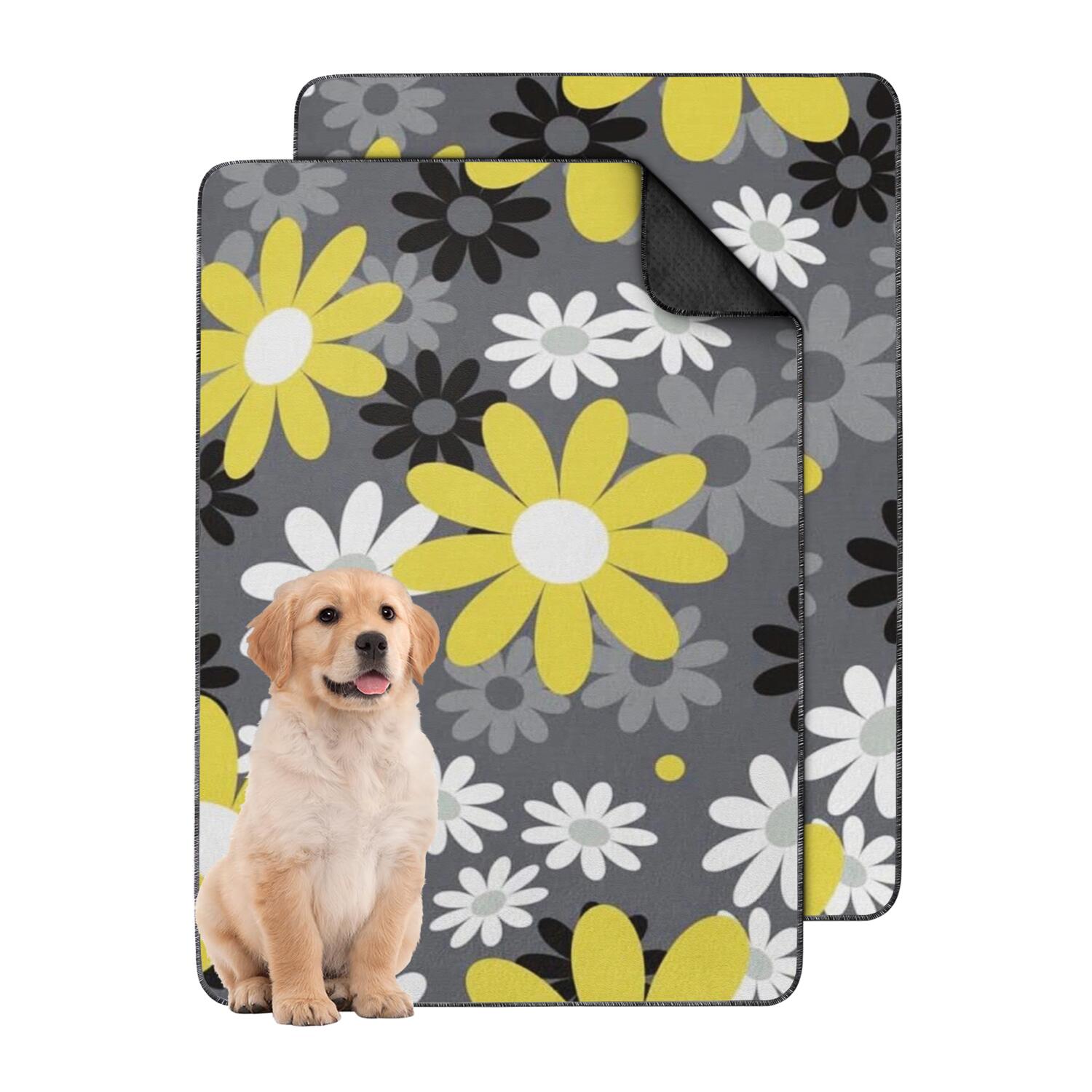 2-Set Floral Pattern Puppy Training Mats, Washable Reusable Dog Potty ...