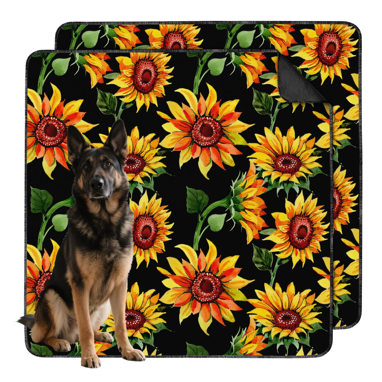 2-Set Floral Print Reusable Potty Pads 48x48 Inch Washable Dog Training ...