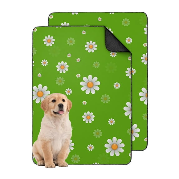 2-Set Floral Print Training Mats, Washable Reusable Dog Potty Pads ...