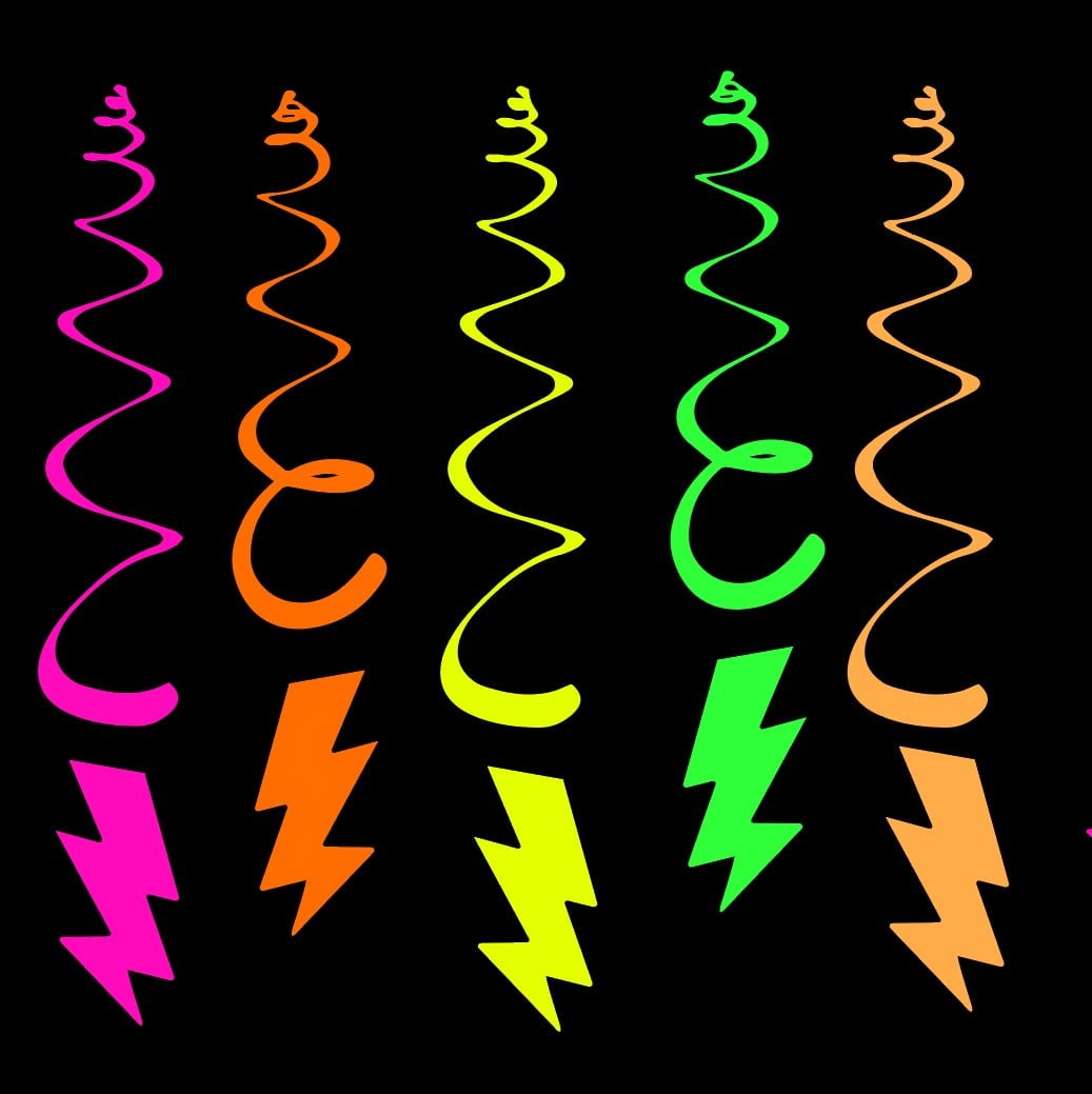 2 Set Fluorescent Spiral Pendant Black Light Party Party Decoration Letter Latte Birthday Ball ...