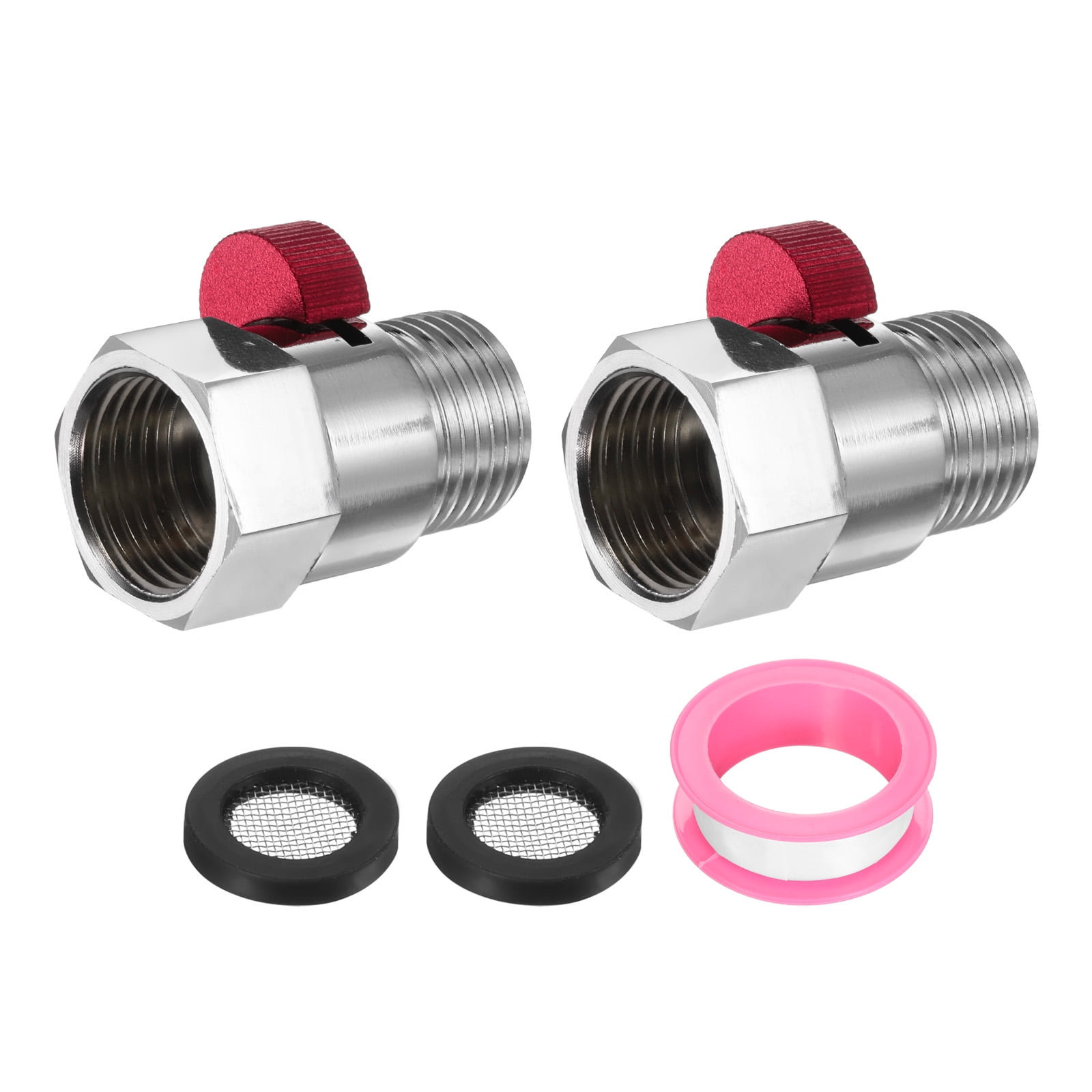 2 Set G1/2" Female x Male Shower Shut Off Valve, Brass Water Flow ...