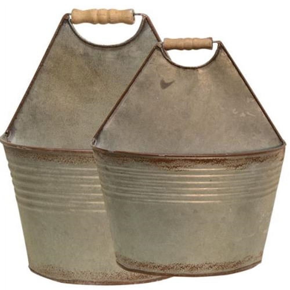 2/Set Galvanized Pocket Buckets - Walmart.com