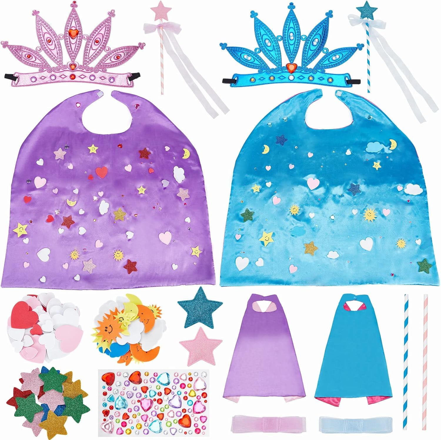2 Set Girl's Princess Capes Children Birthday Party Capes Including ...