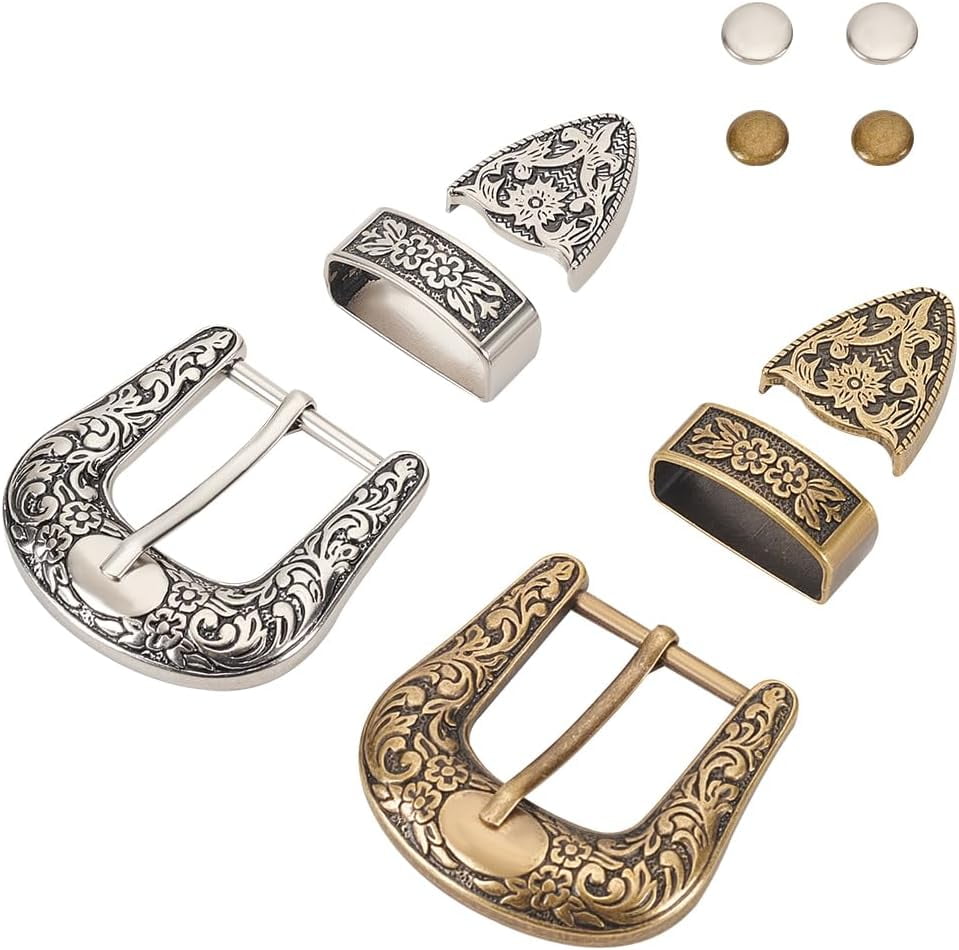 2 Set Gold Silver Western Cowboy Buckle Set Alloy Belt Buckle Set ...