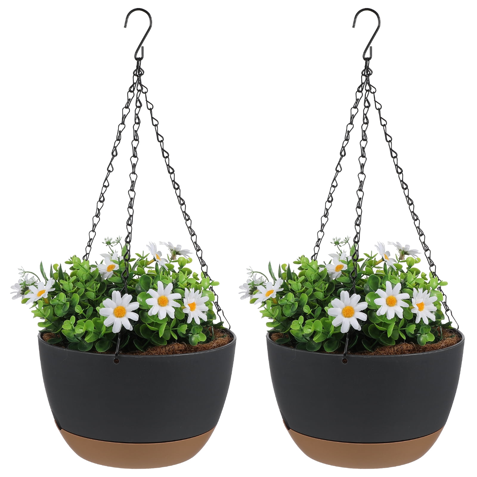 2 Set Hanging Basket Flower Pot Hook up Chlorophytum Pots for Indoor ...