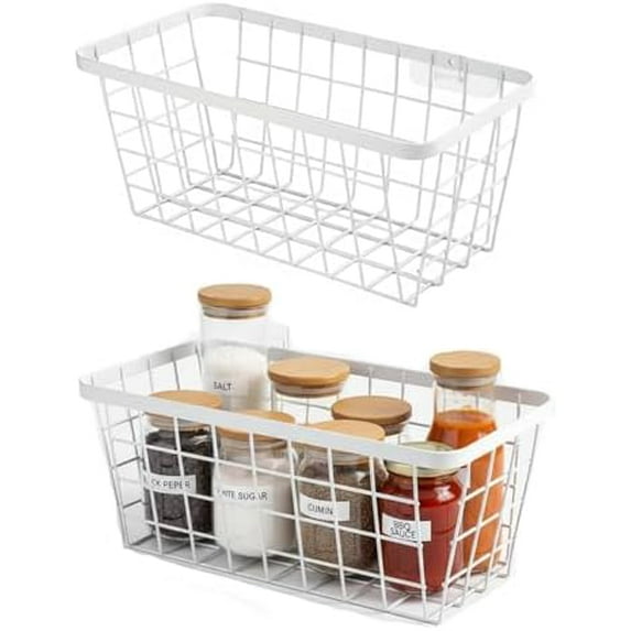 2 Set Hanging Wall Basket Organizer, Over the Cabinet Door Adhesive ...