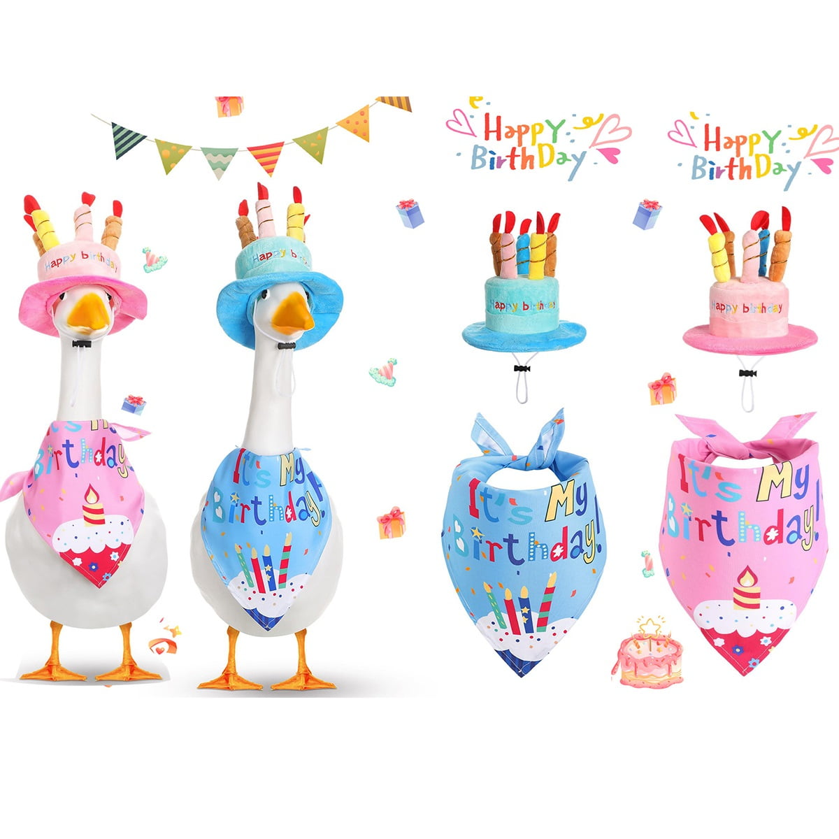 2 Set Happy Birthday Goose Outfit Porch Goose Outfits with Happy ...