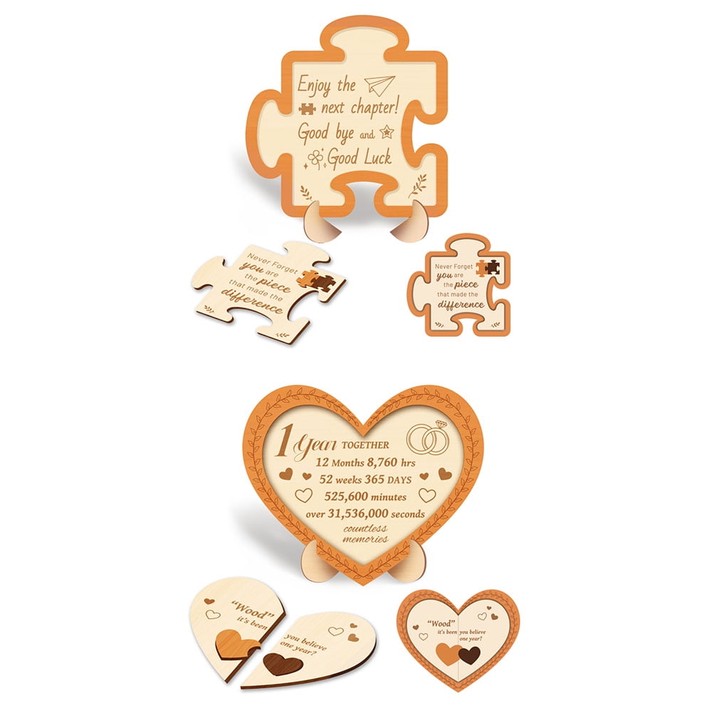 2 Set Heart Shape Happy Commemorative Card 1 th Wood Commemorative ...