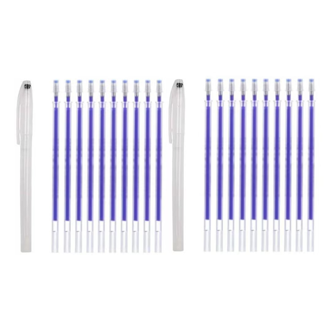 2 Set Heat Erasable Pens, 1 Pieces Fabric Marking Pens with 10 Refills ...