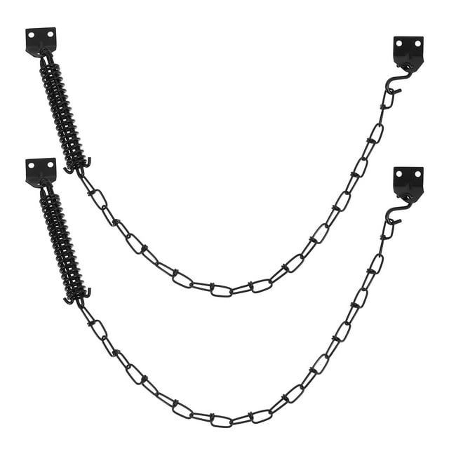 2 Set Heavy Duty Black Storm Door Chain And Spring Kit Anti-Theft Lock ...