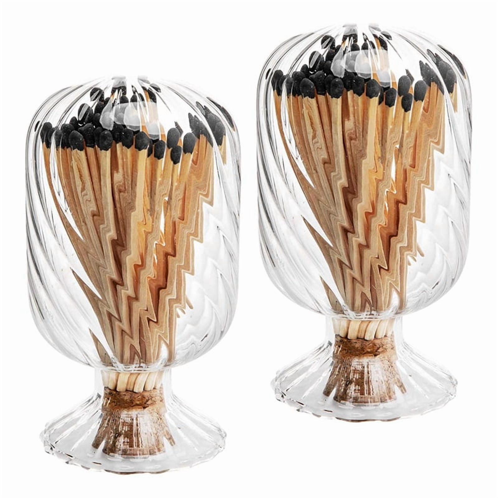 2 Set Helix Shaped Match Holder, Glass Matches Cloche for 4 Inch ...
