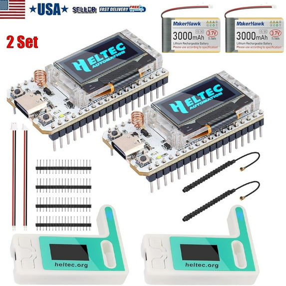 2 Set Heltec 915MHz LoRa V3 ESP32 OLED Board IPEX Antenna+Battery for ...