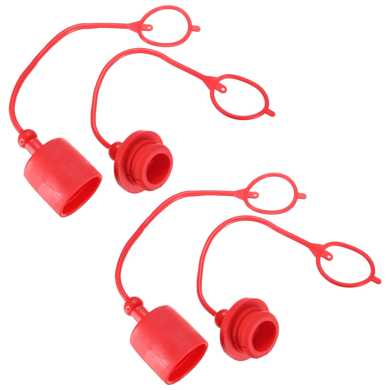 2 Set Hydraulic Coupler Dust Cap 1 ISO-B PVC with Retention Ring Red ...