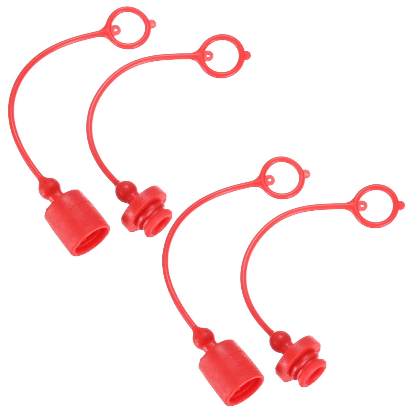 2 Set Hydraulic Coupler Dust Cap 3/8 ISO-A PVC with Retention Ring Red ...
