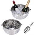 2 Set Ice Bucket for Freezer,Circle Stainless Steel Ice Cube Bin with ...