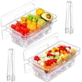 2-Set Ice Chilled Serving Tray with Lid & Tongs - Cold Food Buffet ...