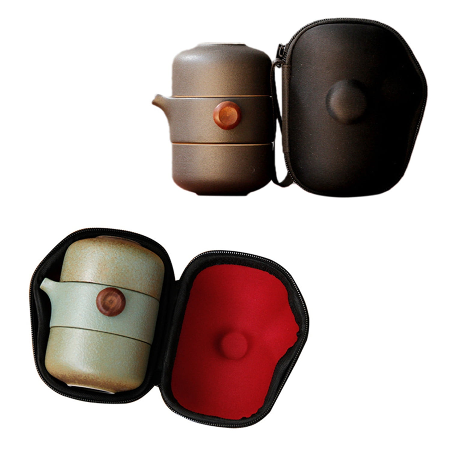 2 Set Japanese-Style Ceramic Teapot Lid Bowl Teacup Handmade Portable ...