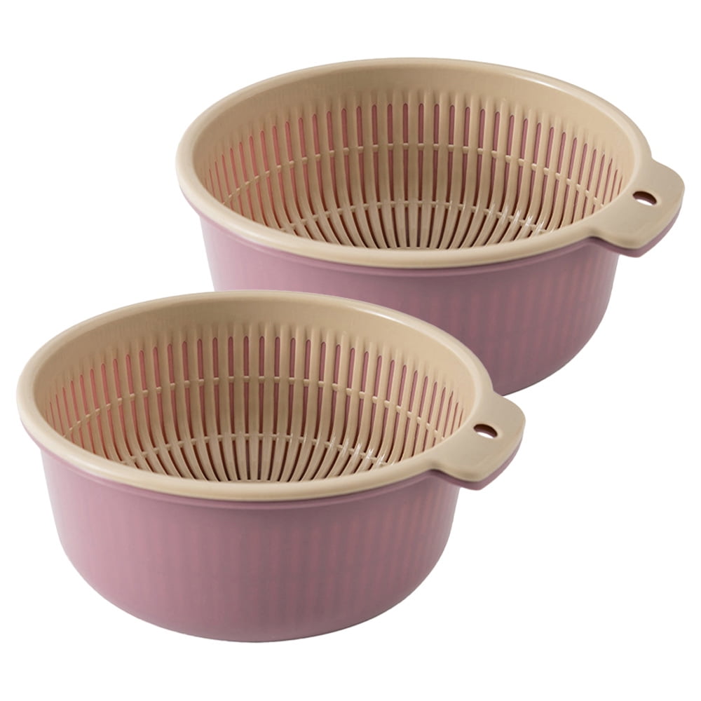2 Set Kitchen Colander Bowl Pasta Strainer Plastic Fruit Bowl Colanders ...