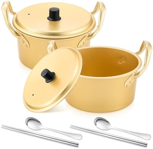 2 Set Korean Ramen Noodle Pot Include 2 Ramen Cooking Pot with Lid and ...