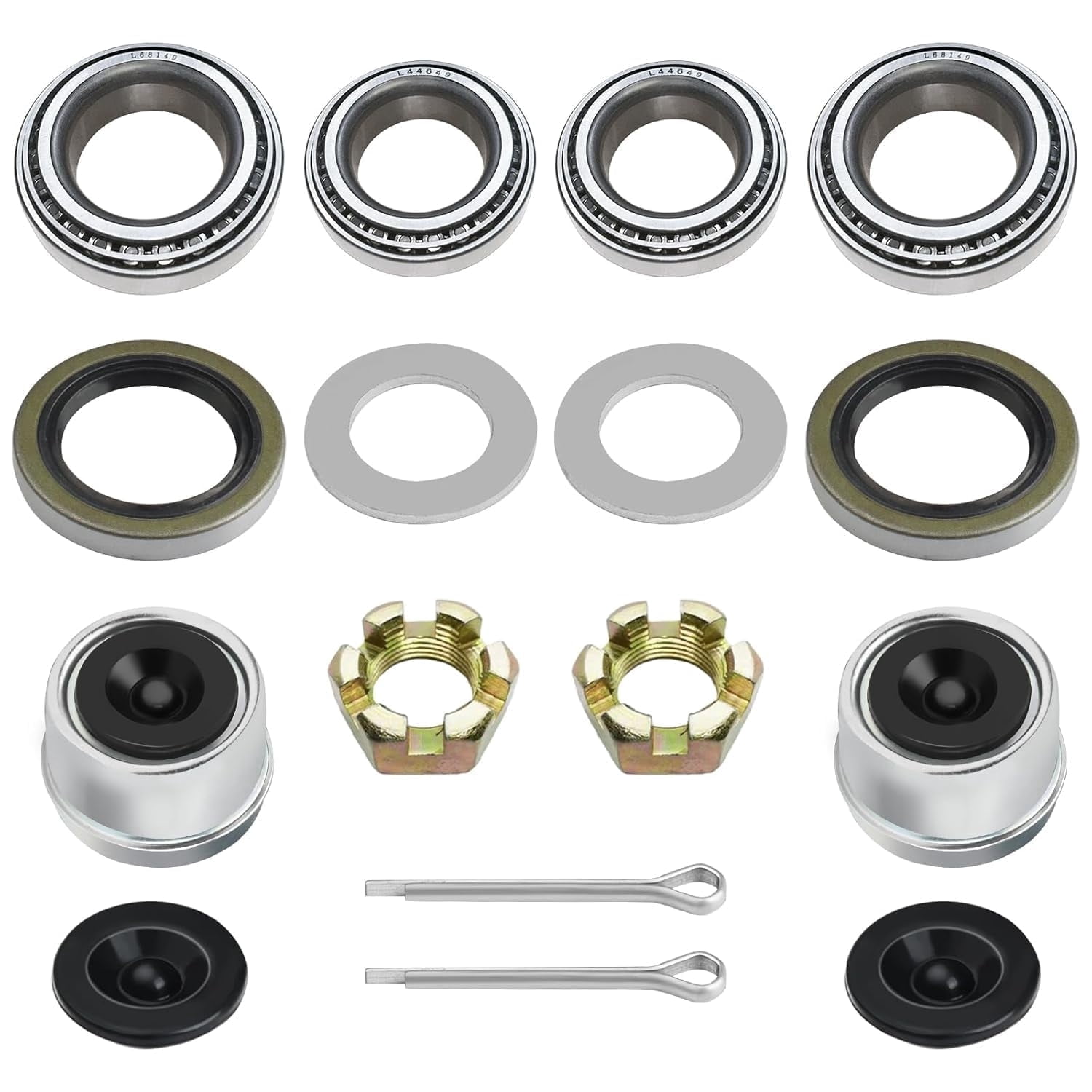 2 Set L68149 L44649 Trailer Axle Bearings Kit with 171255TB Grease ...