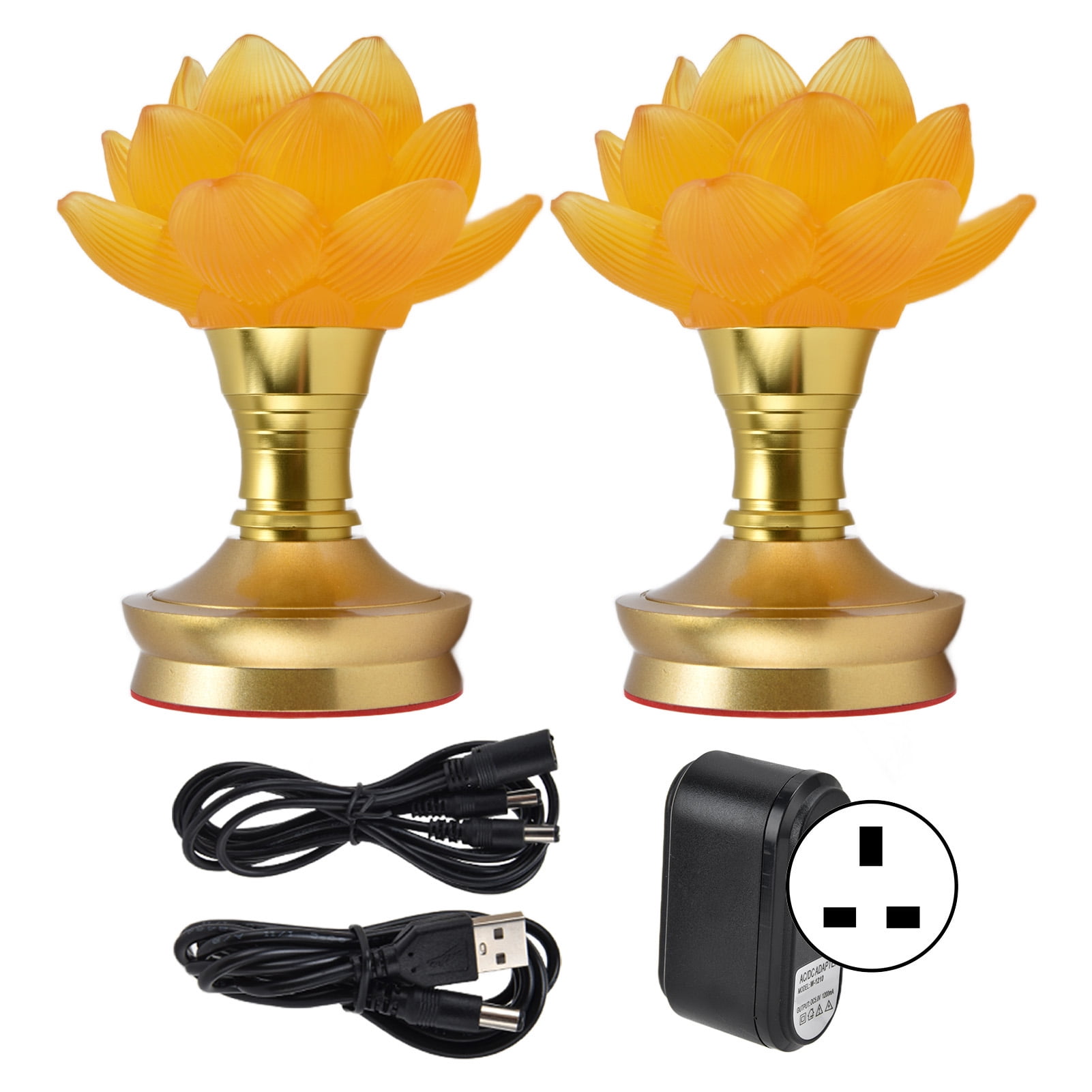 2 Set LED Buddhist Light 3 Color Adjustment Buddha Lamp Plug In Flower ...