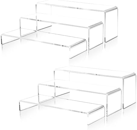2 Set Large Acrylic Clear Display Risers, 3 Sizes 12" Rectangular ...