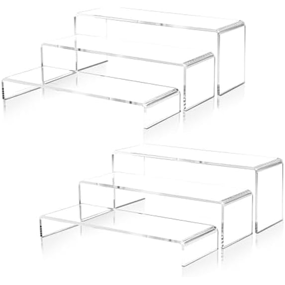 2 Set Large Acrylic Clear Display Risers, 3 Sizes 12" Rectangular ...