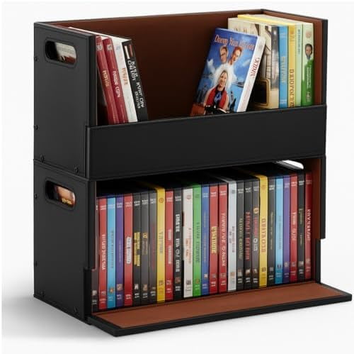 2 Set Leather Dvd Storage Box Dvd Storage Shelf Holder Racks Cassette ...