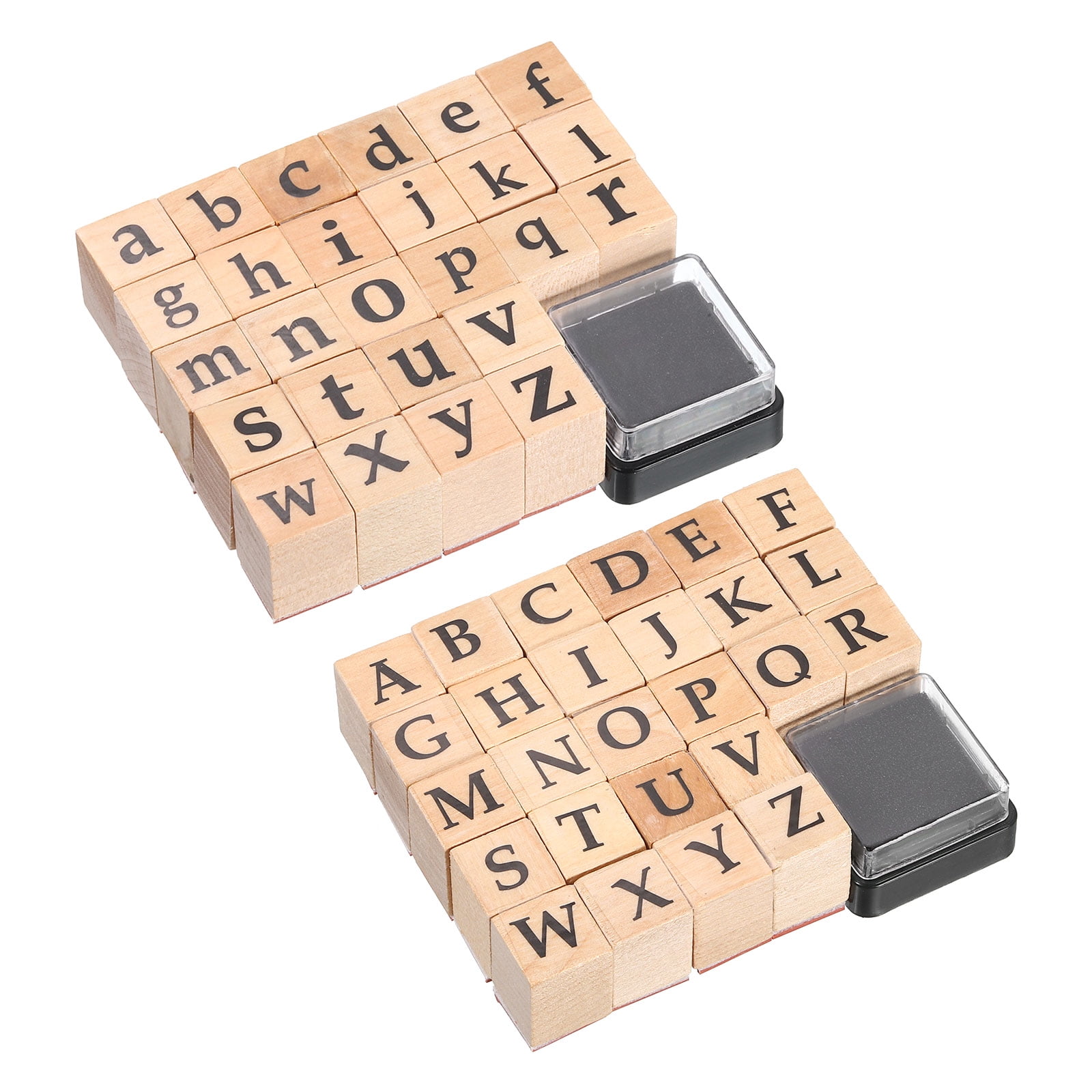 2 Set Letter Stamps Wood Rubber Stamp, Character a to Z Alphabet Stamps ...