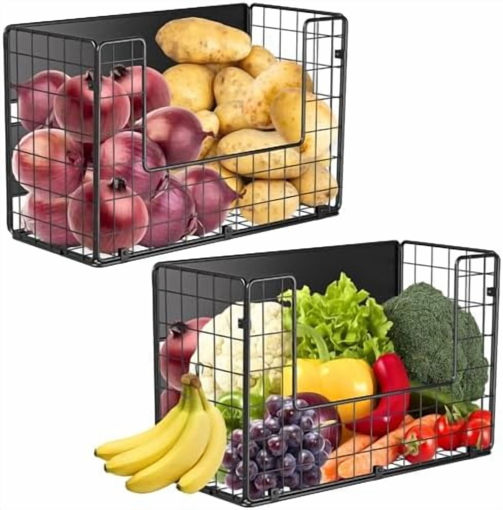 2 Set Magnetic Shelf for Fridge, Fruit Potato & Onion Storage Bins ...