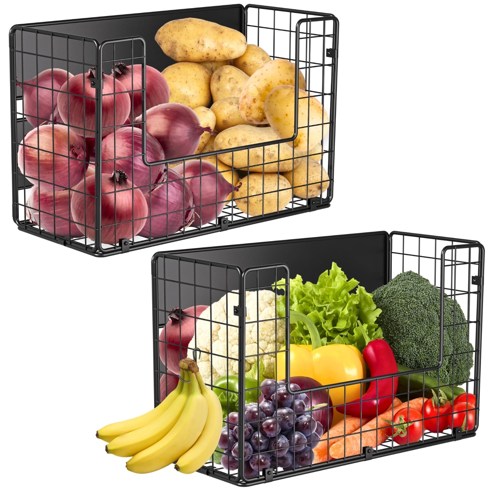 2 Set Magnetic Shelf for Fridge, Fruit Potato & Storage Bins, Pantry ...