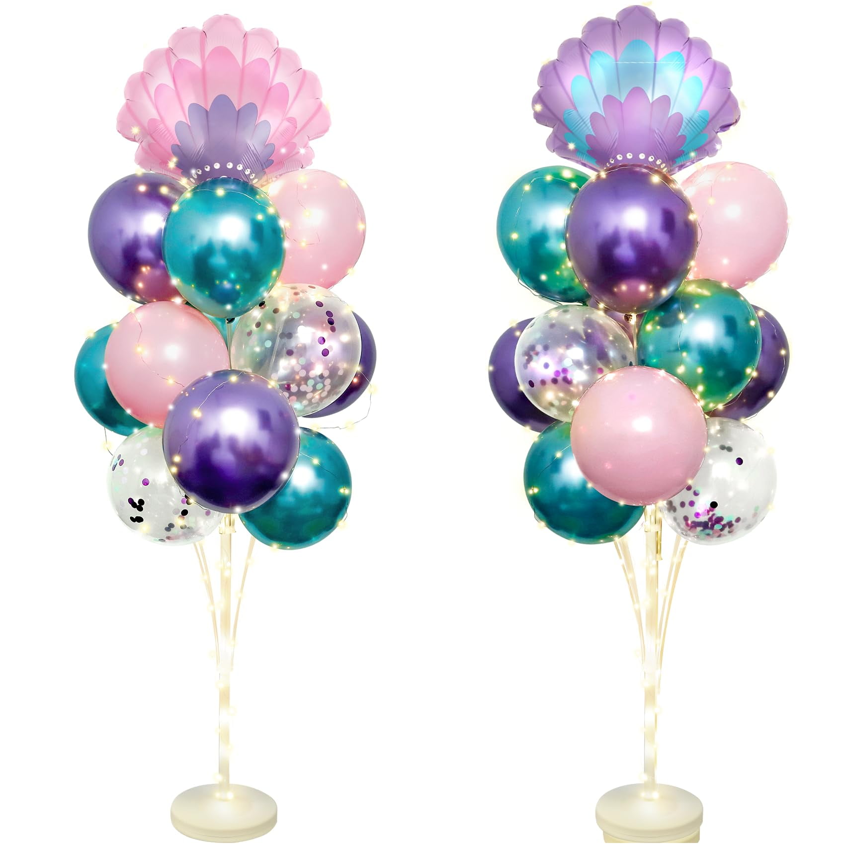 2 Set Mermaid Balloon Stand Kit for Floor with Lights, 53Inch in Height ...