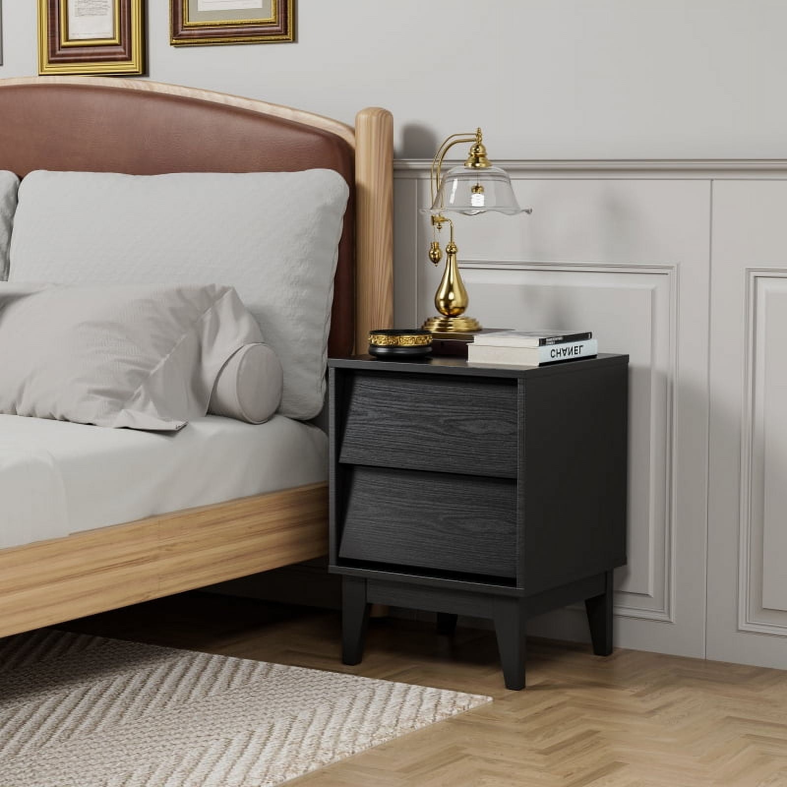 2 Set Nightstands Features Vintage-style and Bevel Design, Made of MDF ...