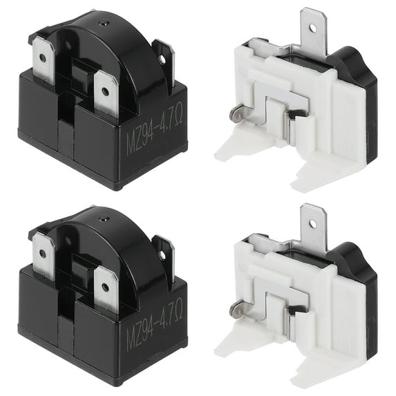 2 Set PTC Refrigerator Starter Relay 4.7 Ohm 4 Pin and 1/2HP Overload ...