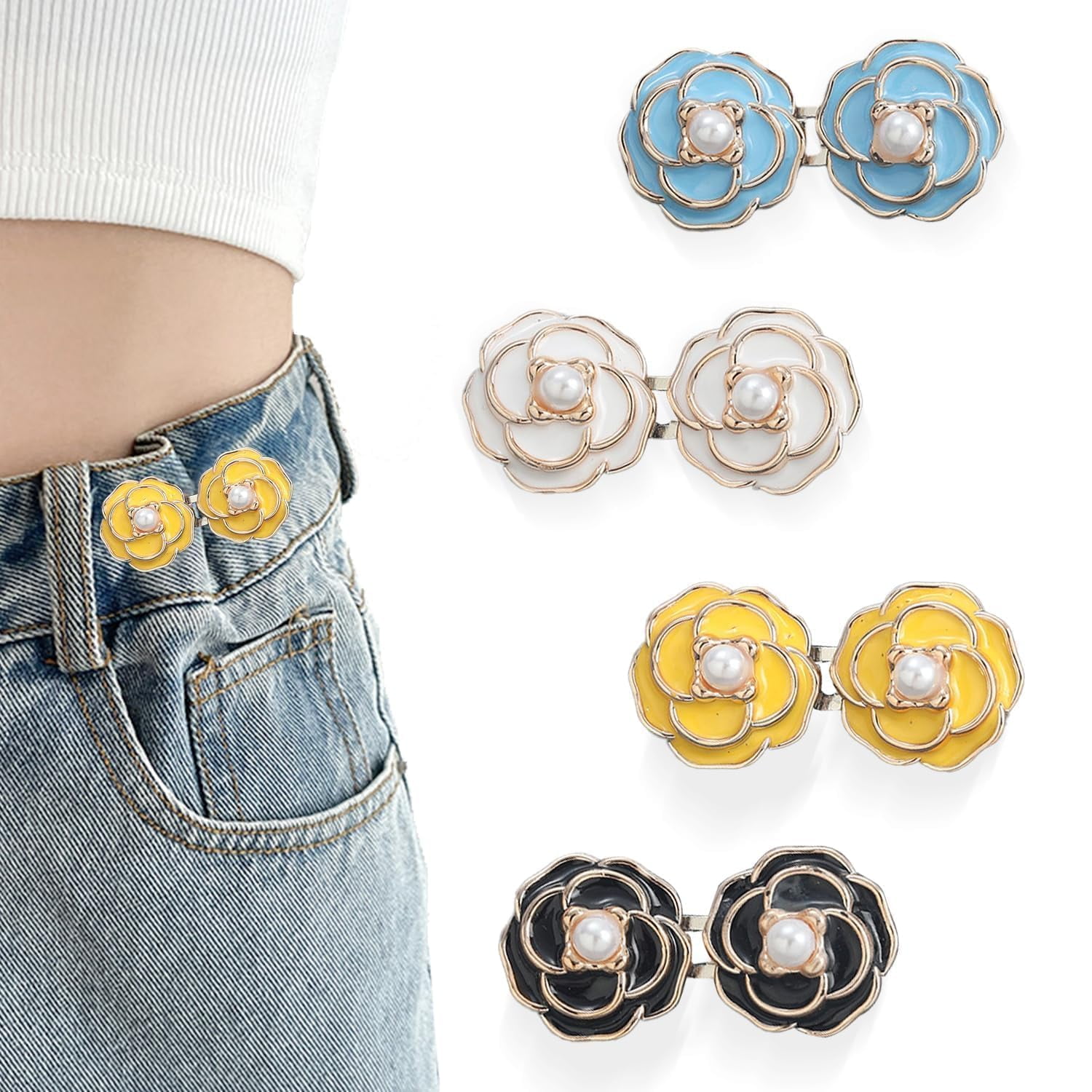 2 Set Pant Waist Tightener Adjustable Jean Button Waist Buckle SetNo ...