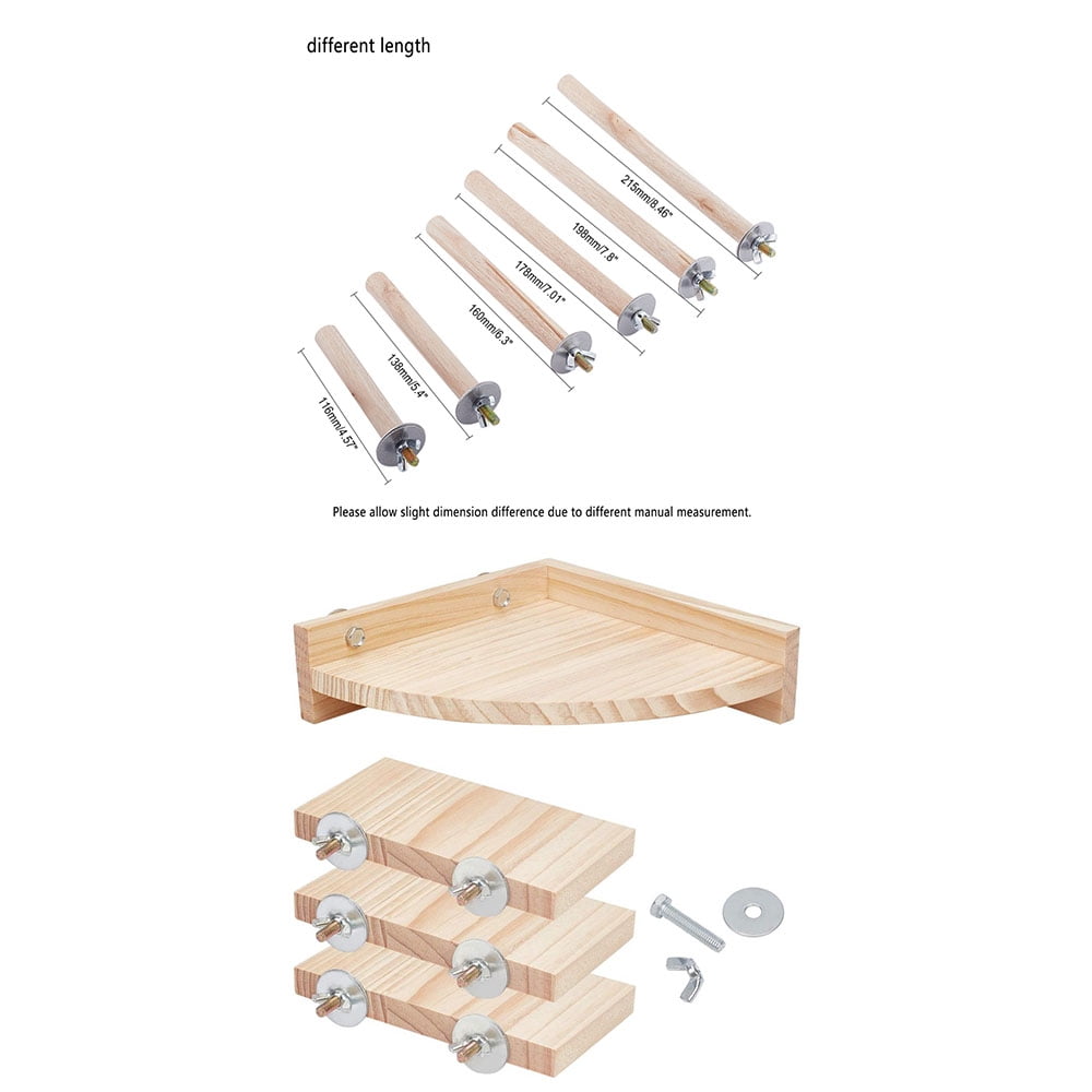 2 Set Pet Perch Platform Stand Wood 4 Pcs 2 Sizes Wood Perch for Small ...