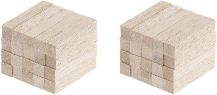 2 Set Pine Wood Stick Unfinished Woodcraft Square Stick Dowel Rod 50mm ...