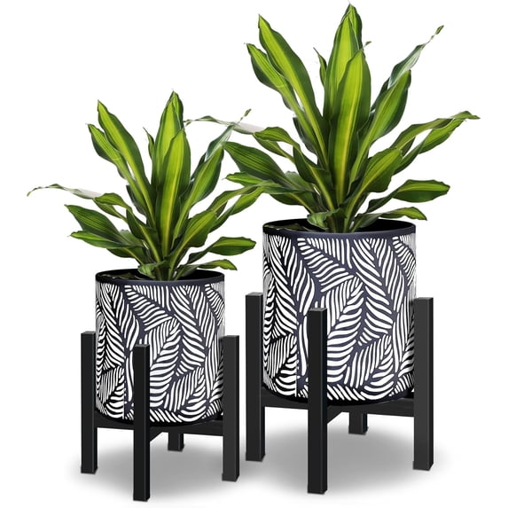 2 Set Plant Pot with Stand 10 & 12 Mid-Century Large Planter with Legs ...
