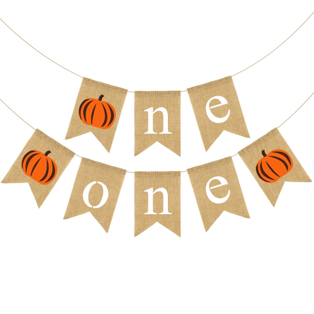 Clispeed 2Set Khaki First Birthday Hanging Gar Linen Bunting Banner for ...