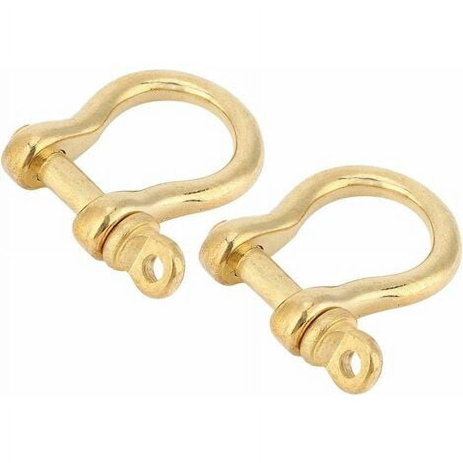 2 Set Pure Brass Anchor Shackle U Type Keychain Key Ring Hook Golden ...