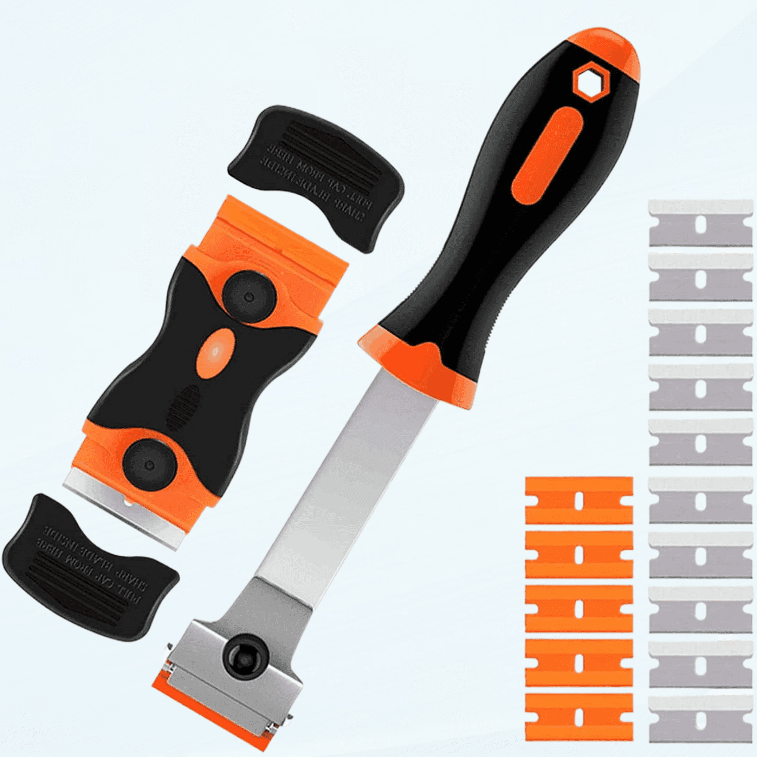 2 Set Razor Blade Scraper Label remover tool Plastic with 15 PCS Extra ...