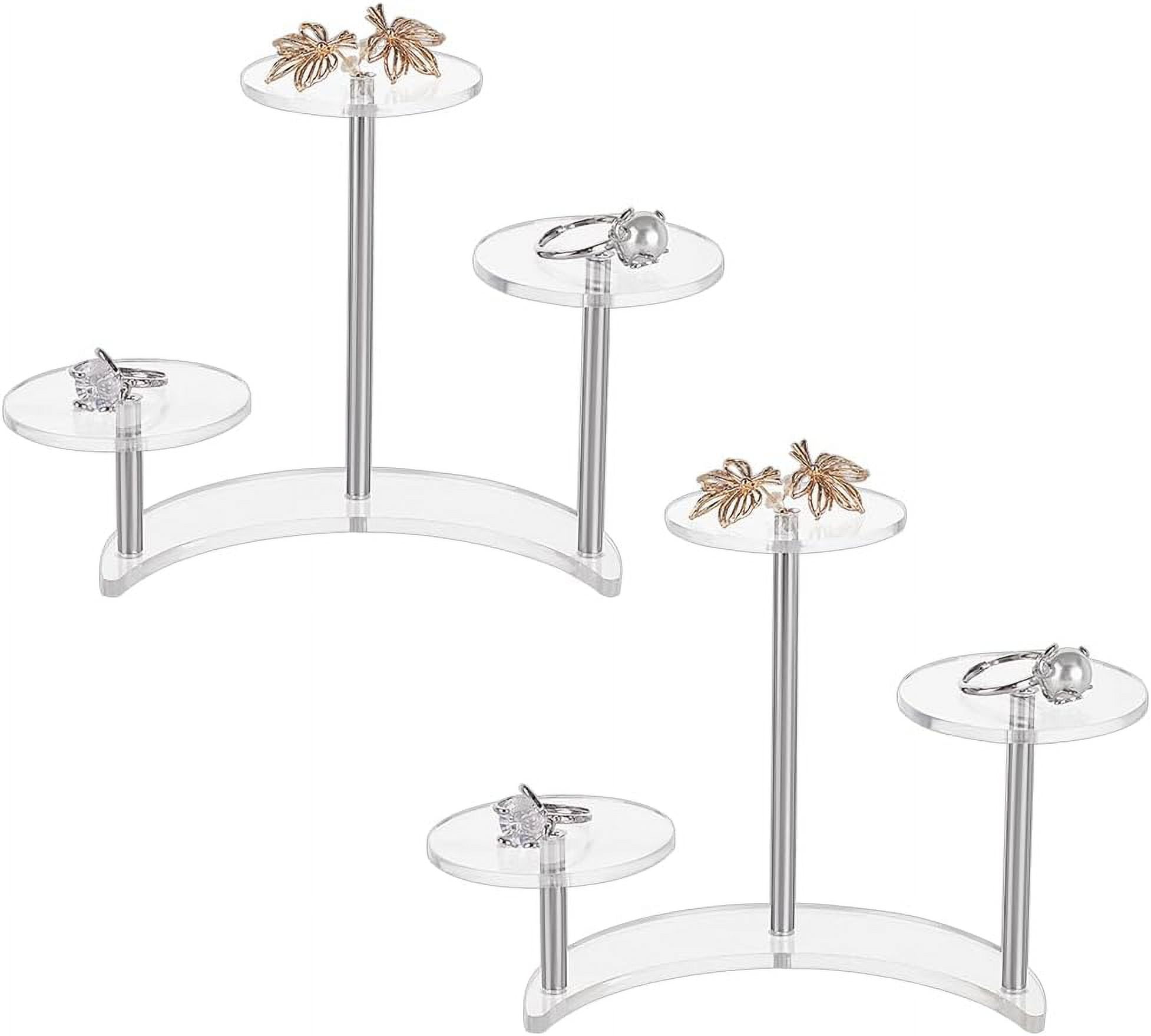 2 Set Round Acrylic Display Stand 3-Tier with Moon Shape Base 2 inch ...