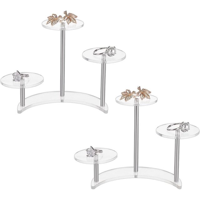 2Set Round Acrylic Display Stand 3-Tier with Moon Shape Base 2inch ...