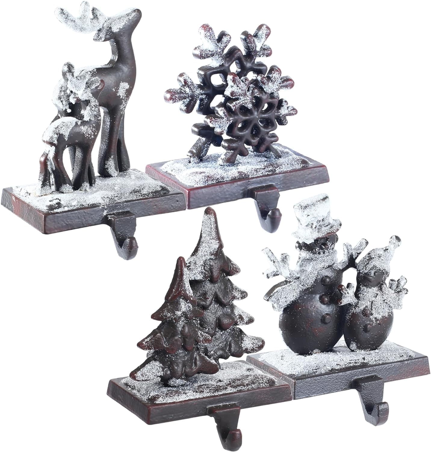 2 Set Snowflake Stocking Holders for Mantle Xmas Silver Snowflake ...
