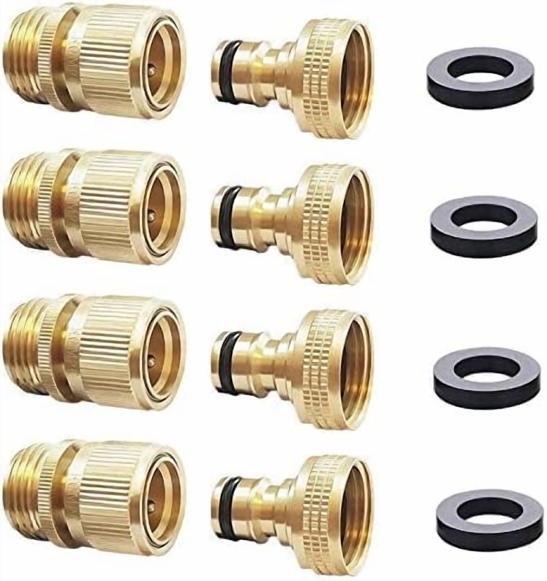 2-Set Solid Brass Garden Hose Quick Connect, 3/4 Inch GHT Water Hose ...