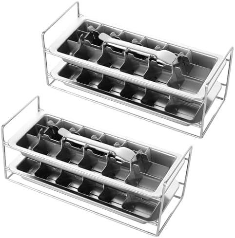 2 Set Stainless Steel Ice Cube Trays, 36 Ice Cube Tray with Easy ...