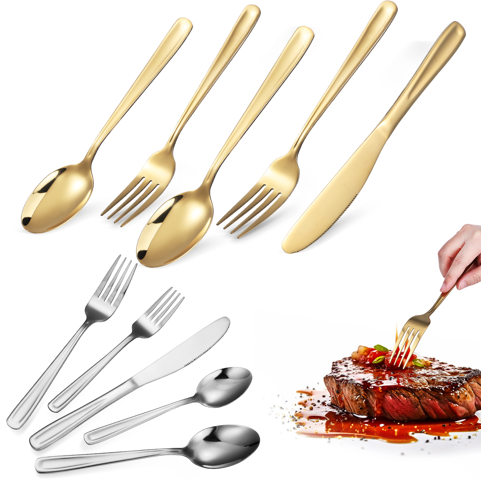 2 Set Steak Knife Flatware Cutlery Kit Western Tableware Fork Spoon ...