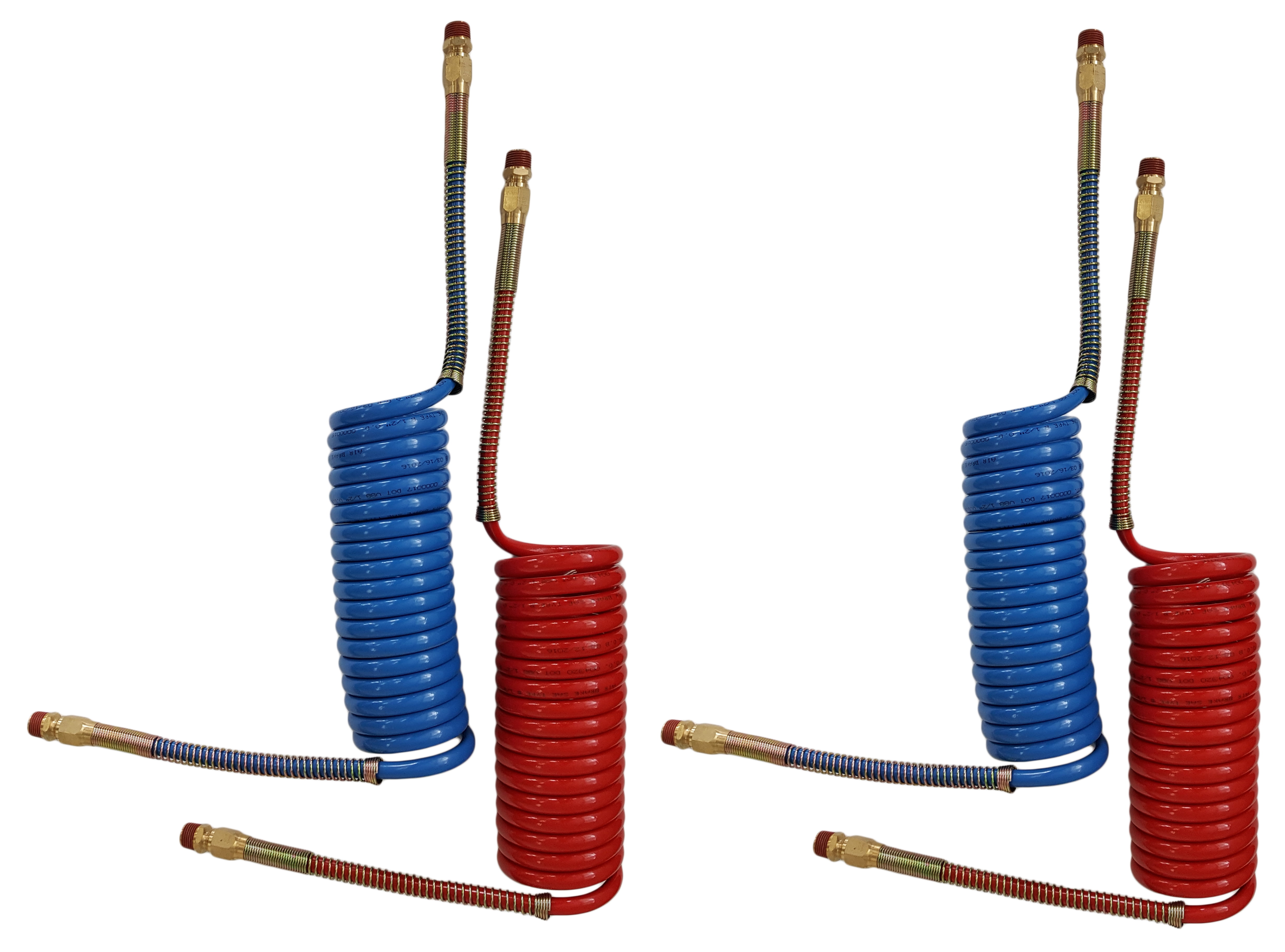 2 Set Trailer Brake Coiled Air Line Hose 12ft Red & Blue Replaces ...