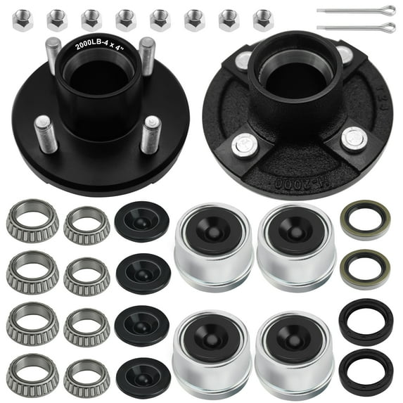 2 Set Trailer Idler Hub Kits 4 Bolt 4" for 2000 lb 4 Lug Trailer Hub ...